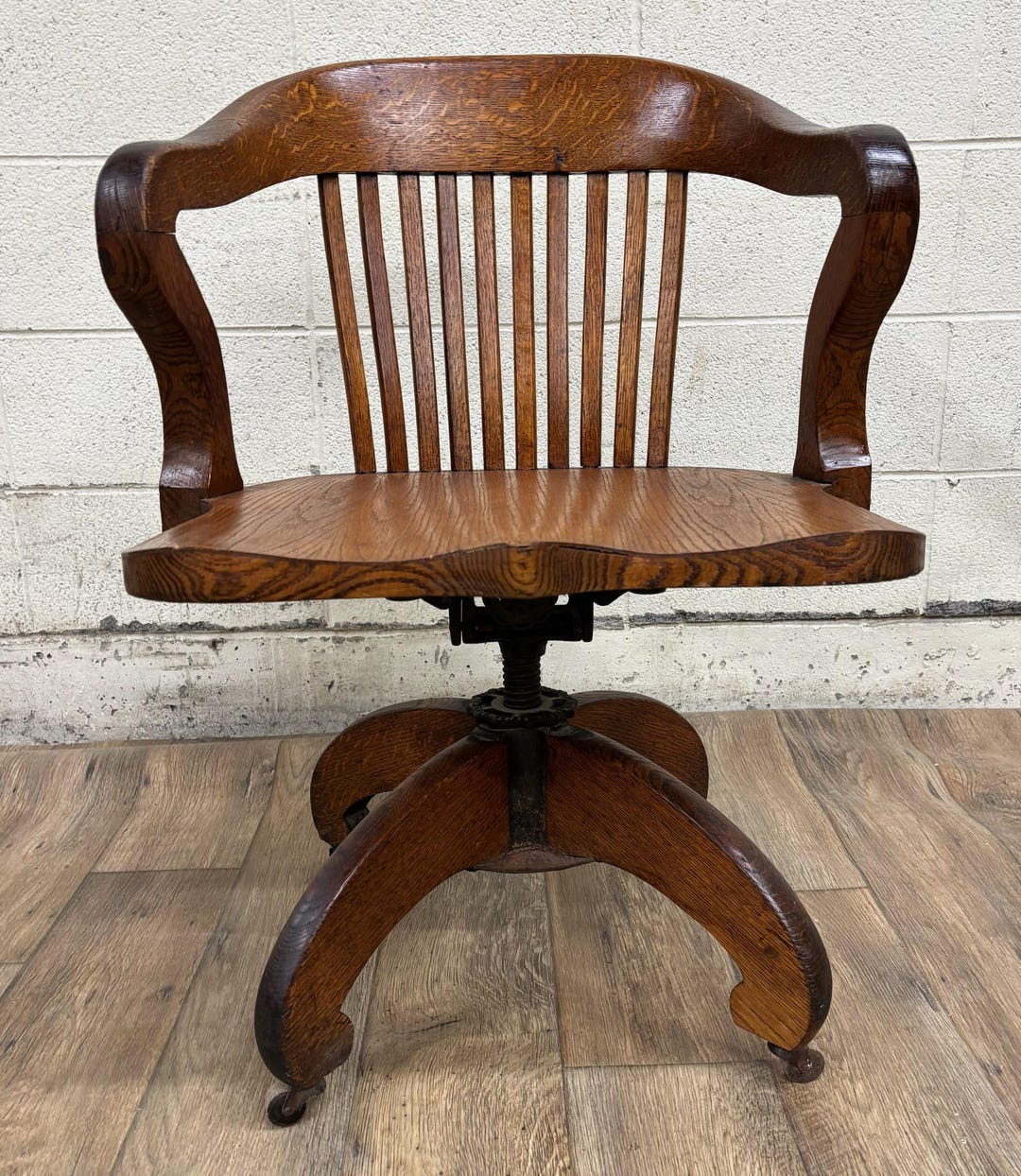 Antique PH Meyer Co Arts and Crafts Swivel Office Lawyer Banker Jury ...
