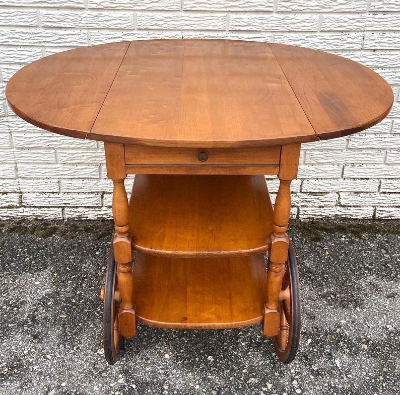 Vintage Solid Maple Drop Leaf Bar Cart Tea Cart - Etsy