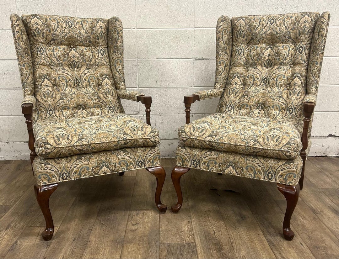 Vintage Queen Anne Wingback Chairs