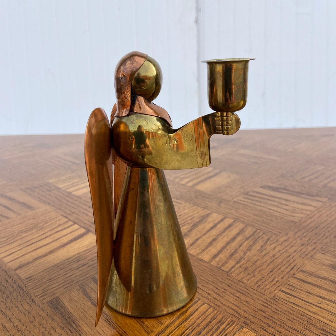 Vintage Brass Angel Figure With Candle Holder - Etsy