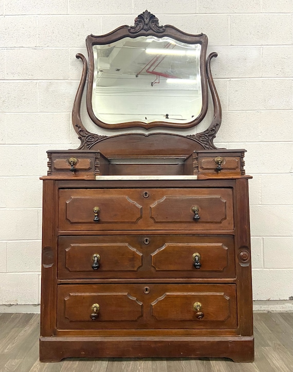 Walnut dresser with mirror store