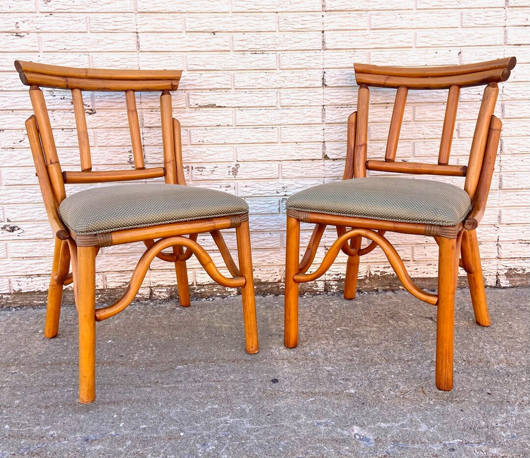 Vintage Ficks Reed Style Rattan Accent Chairs - Pair - Etsy