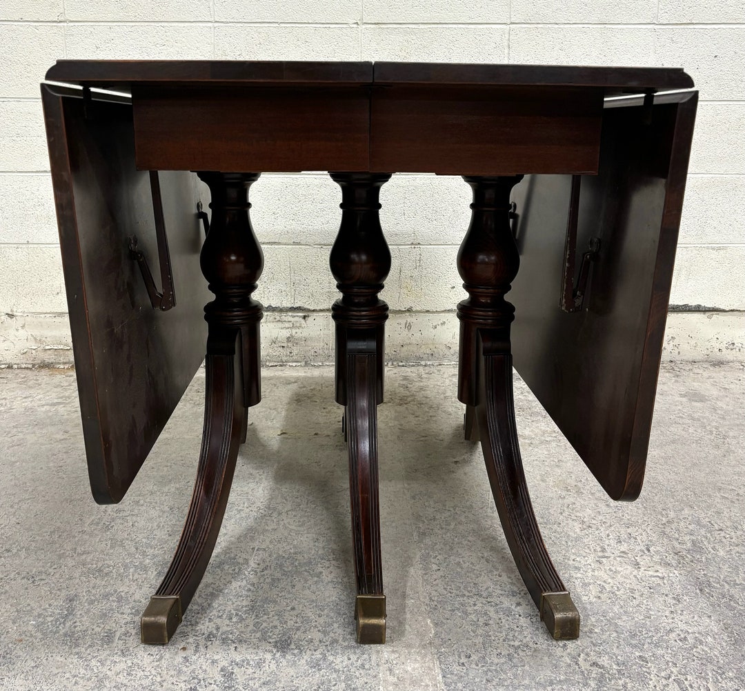 Vintage Duncan Phyfe Style Mahogany Drop Leaf Dining Table W/ Jefferson ...