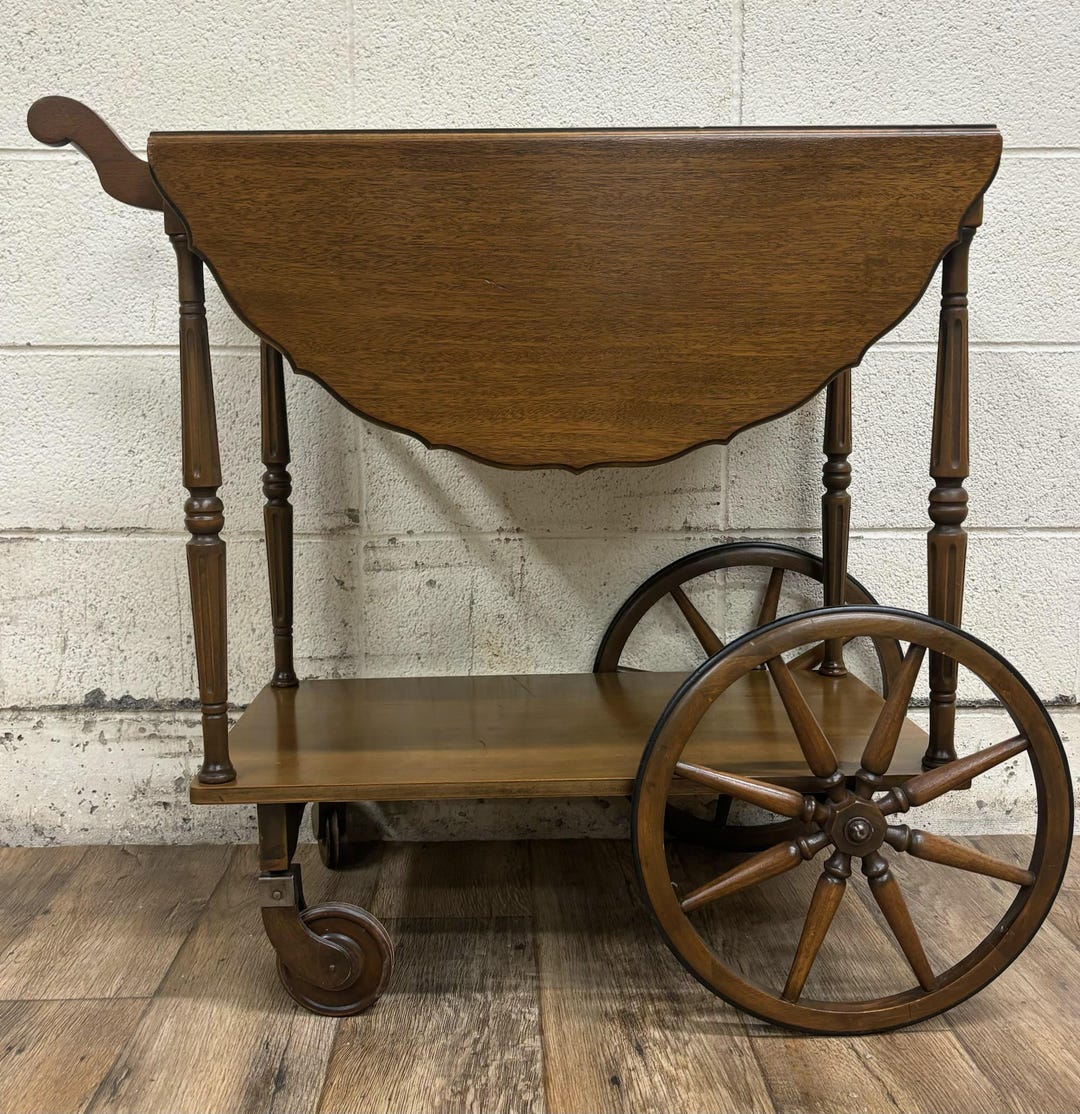 Vintage Carved Oriental Asian Carved Top Drop Leaf Tea Cart Bar Cart - Etsy