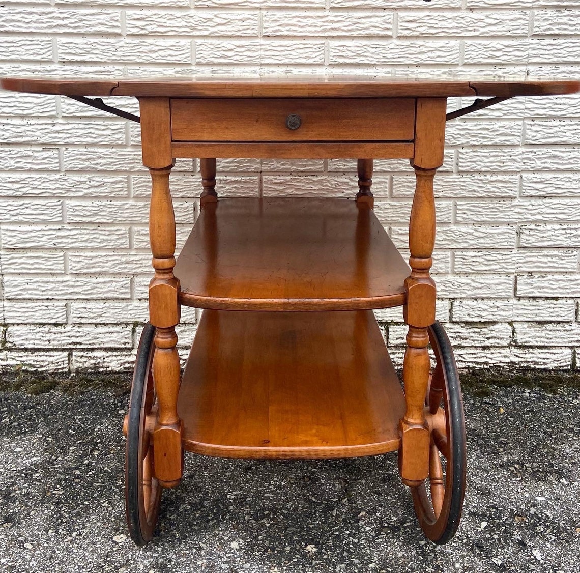 Vintage Solid Maple Drop Leaf Bar Cart Tea Cart - Etsy