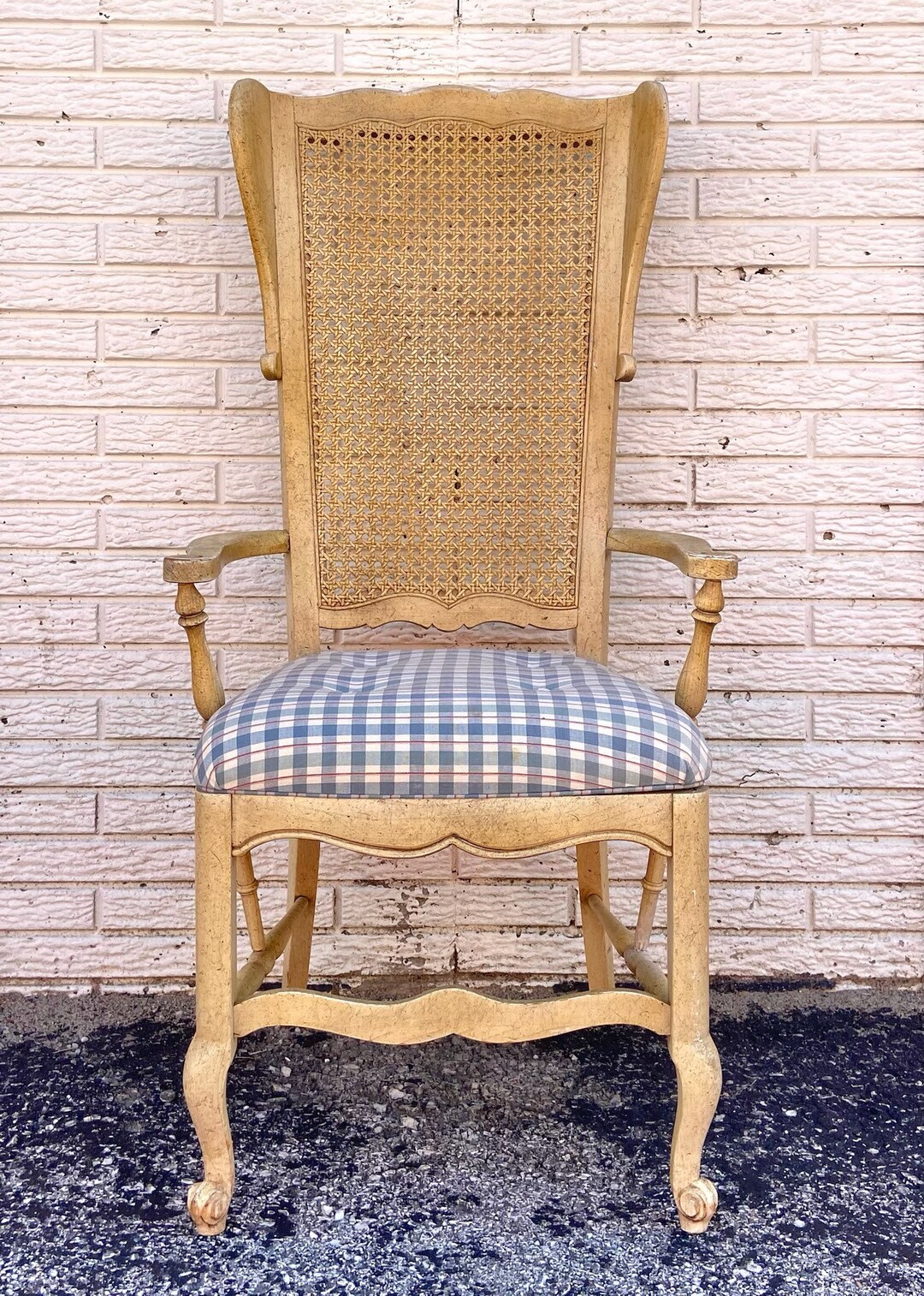 Vintage French Country Style Wingback Caned Back High Back Arm Chair - Etsy