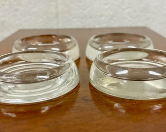 Set of 4 Vintage Glass Furniture Coasters, Floor Protectors, Retro ...