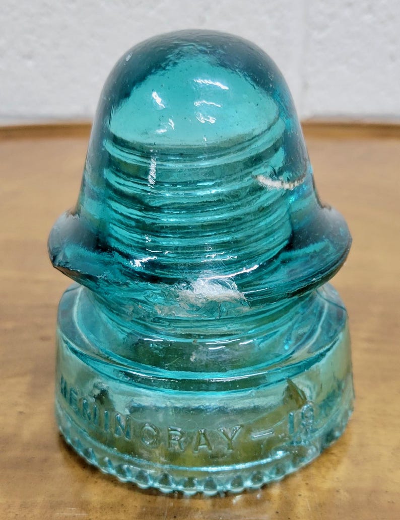Vintage Hemingray 19 Aqua Teal Glass Insulator - Etsy