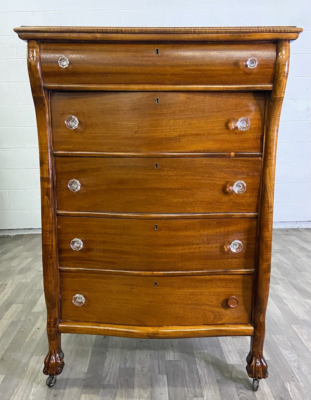 Vintage American Empire Style Claw Foot Five Drawer Chest of Drawers - Etsy