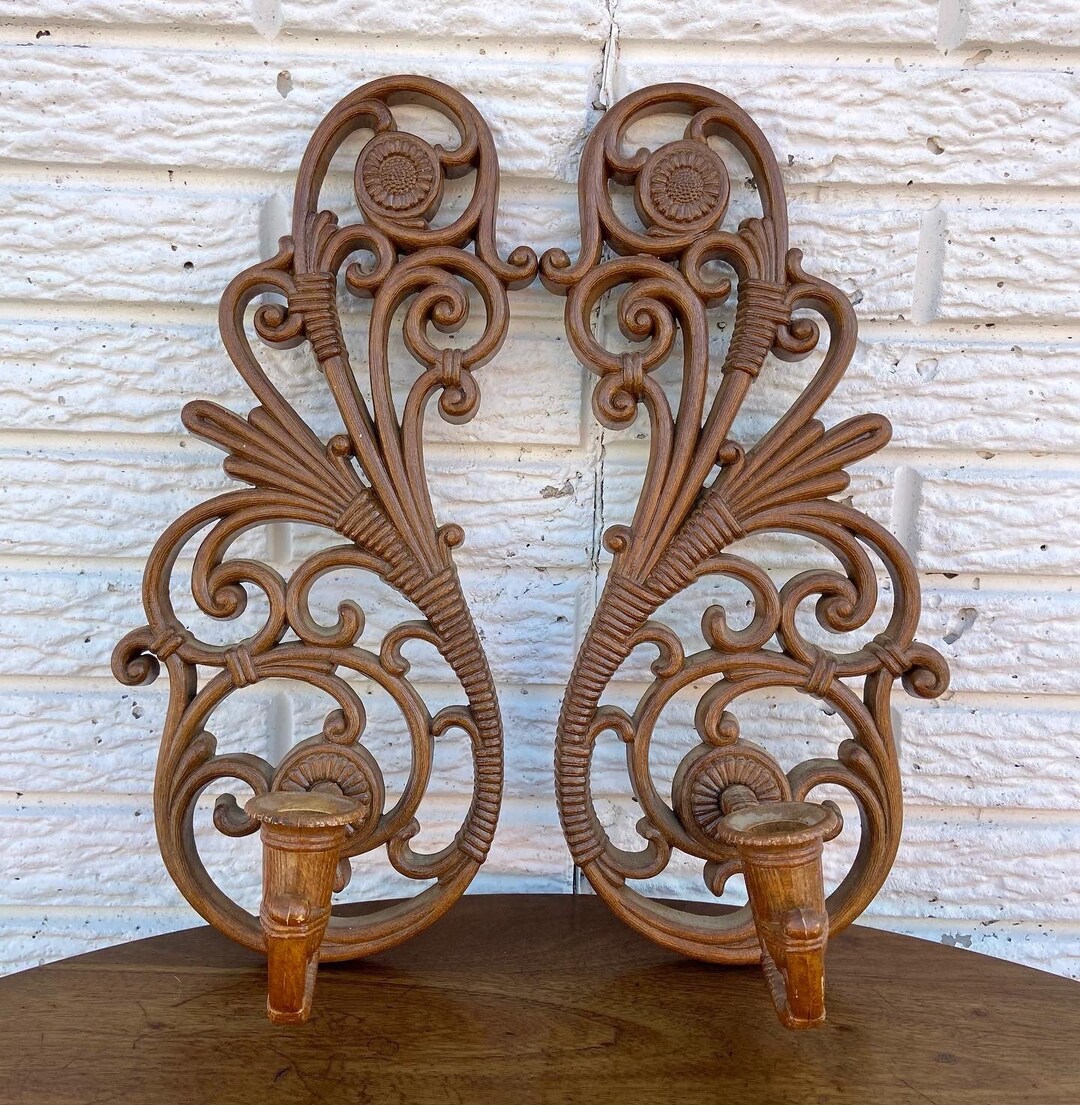 Vintage HOMCO Syroco Wall Sconces - Pair - Etsy