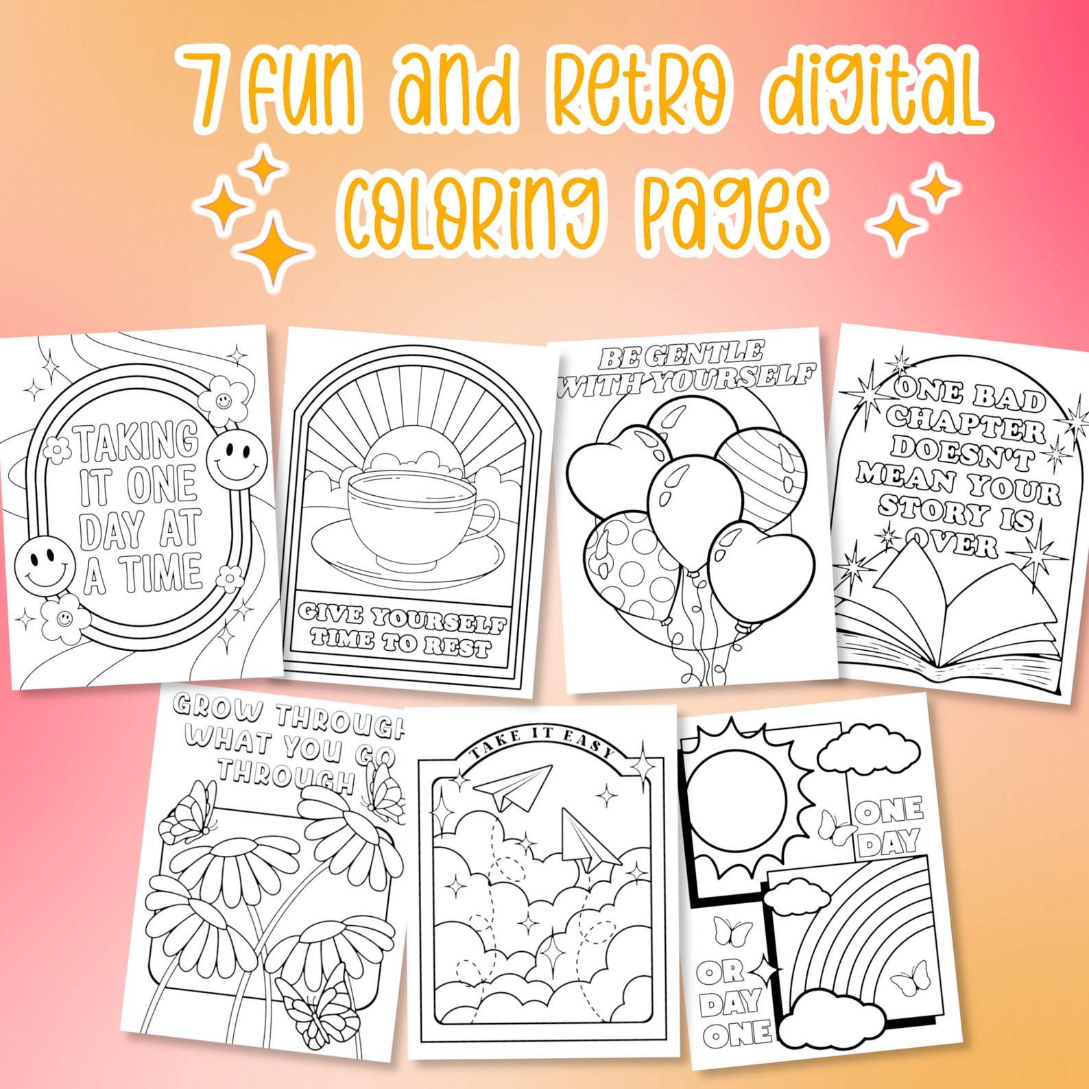 Mindful Messages Coloring Pages, Positive Digital Coloring Book ...