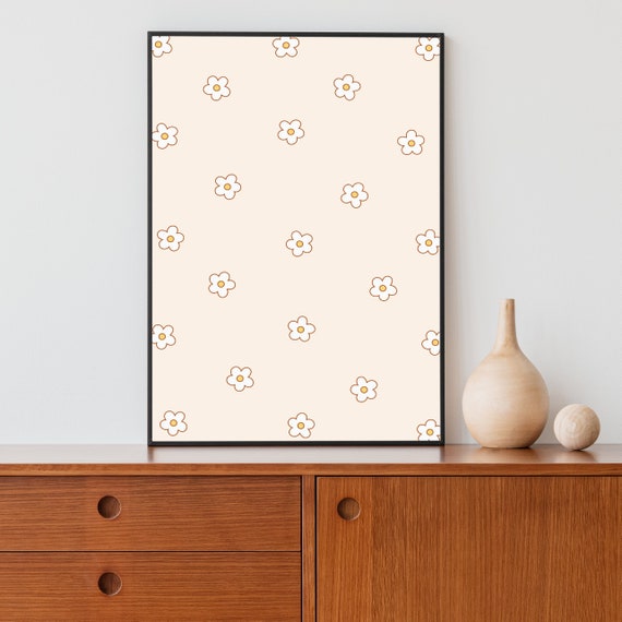 Daisy Wall Art Cute Room Decor Retro Wall Art Minimalist | Etsy