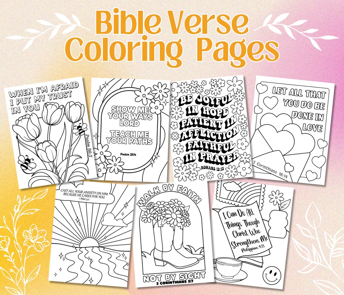 Bible Verse Coloring Pages, Faith Based Digital Coloring Book ...