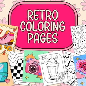 Retro and Groovy Coloring Pages, Cute Digital Coloring Book, Printable ...