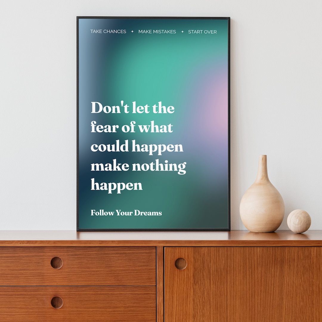 Aesthetic Quote Poster, Retro Gradient Wall Art, Motivational Wall Art ...