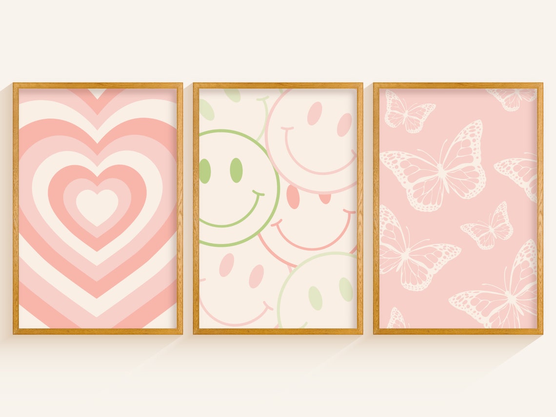 Danish Pastel Room Decor Preppy Room Decor Groovy Wall Art - Etsy