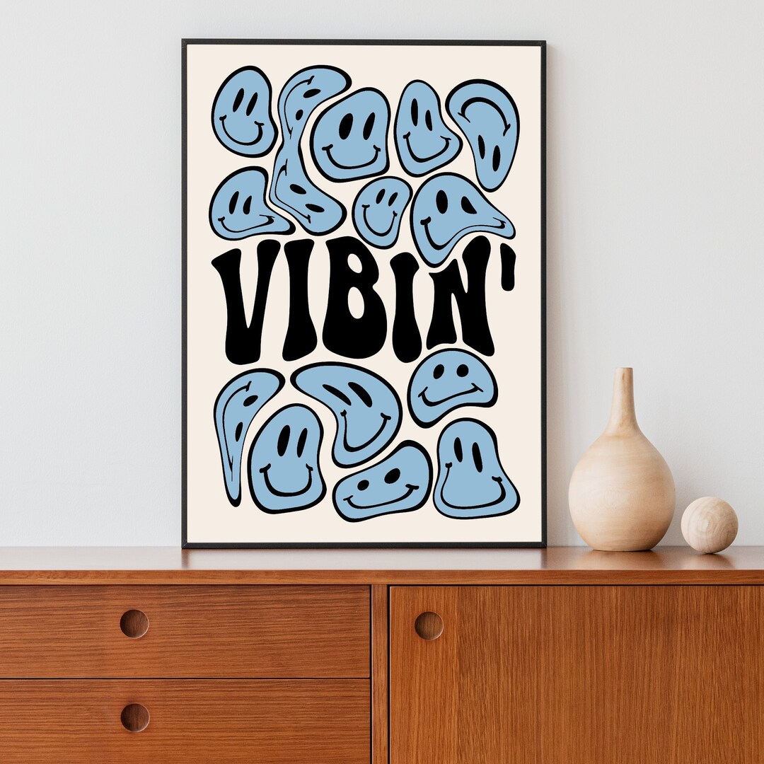 Smiley Face Wall Art, Indie Room Decor, Preppy Room Decor, Aesthetic ...