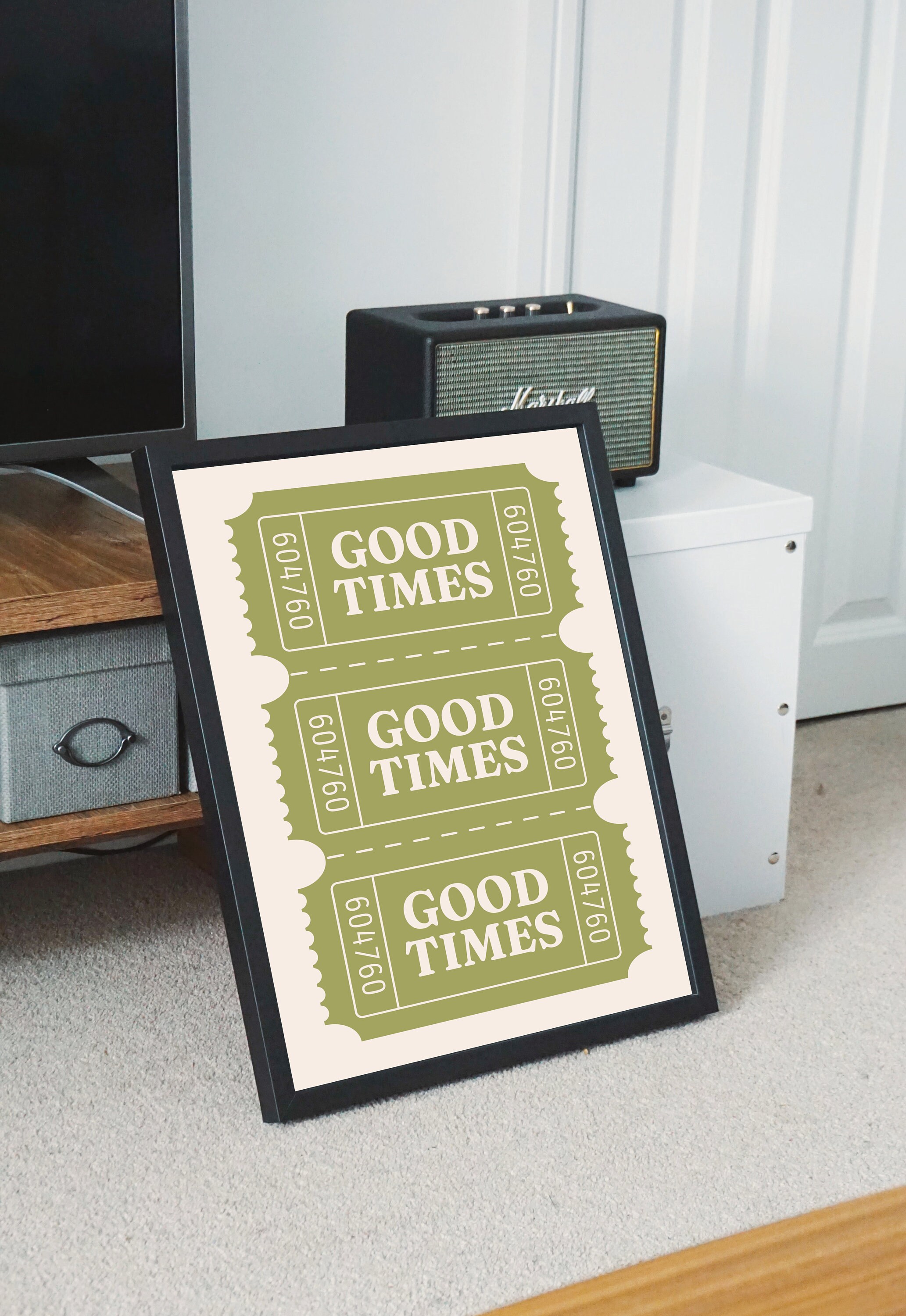 Retro Good Times Ticket Wall Art, Sage Green Wall Art, Aesthetic Poster ...