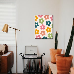 Daisy Wall Art, Retro Print, Floral Print, Retro Flower Poster, Indie ...