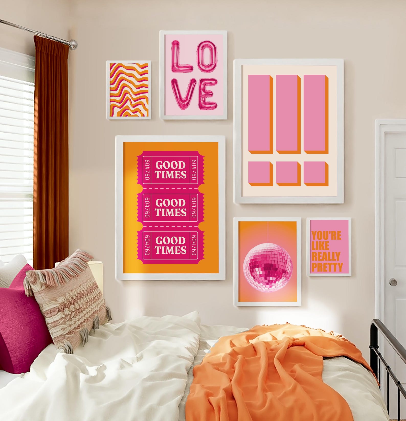 Preppy Wall Art Set of 7, Good Times Poster, College Apartment Decor ...