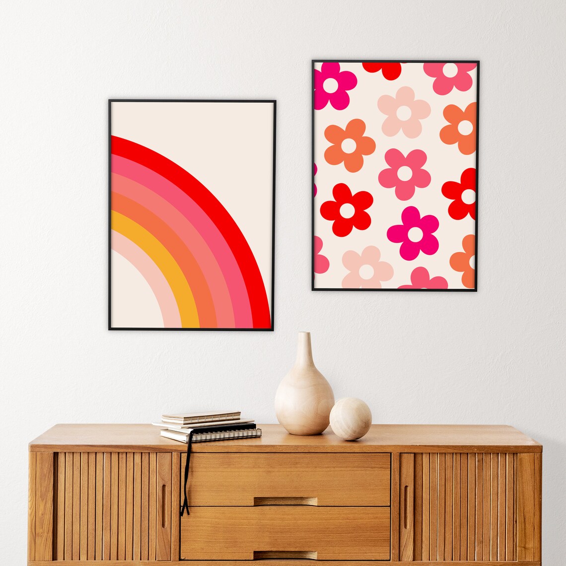Preppy Room Decor Retro Wall Art Set of 5 Groovy Wall Art - Etsy