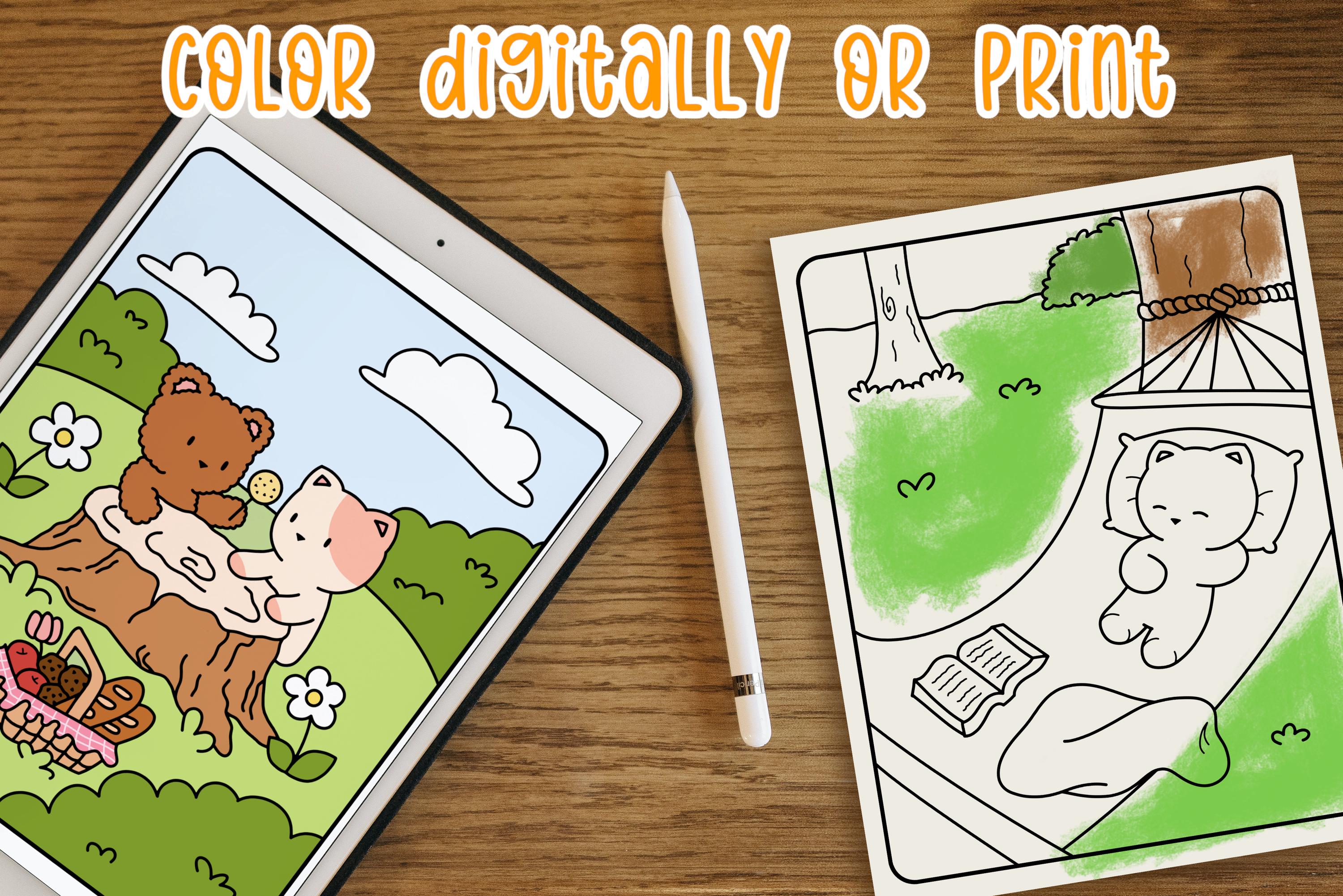 Cozy Friends Coloring Book, Cute Animal Characters, Comfy Coloring ...