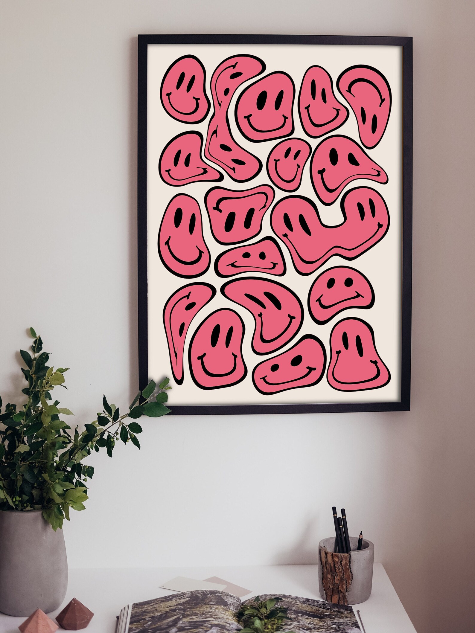 Smiley Face Wall Art, Indie Room Decor, Preppy Room Decor, Aesthetic ...