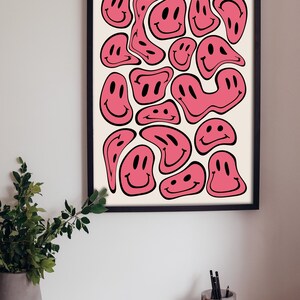 Smiley Face Wall Art, Indie Room Decor, Preppy Room Decor, Aesthetic ...