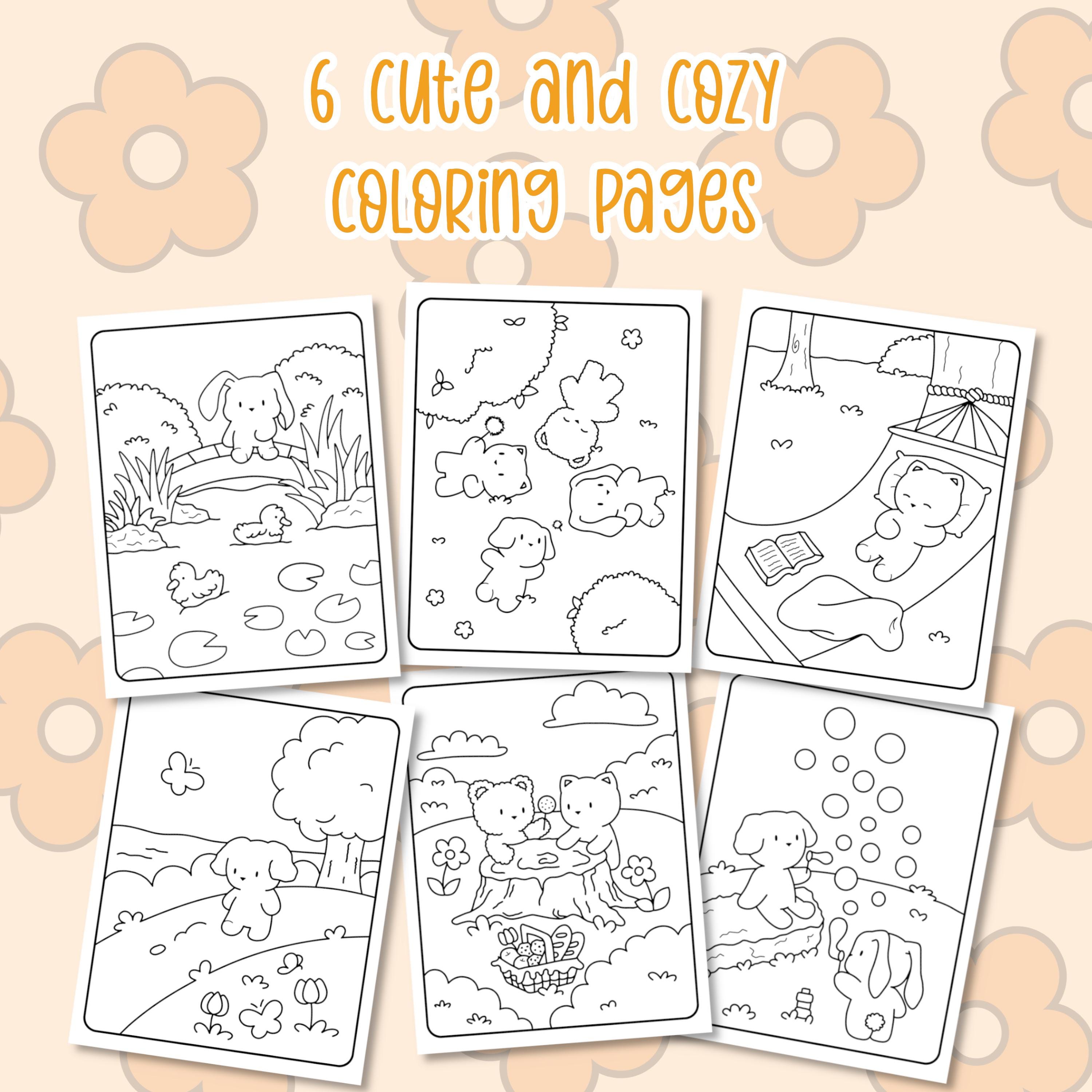 Cozy Friends Coloring Book, Cute Animal Characters, Comfy Coloring ...