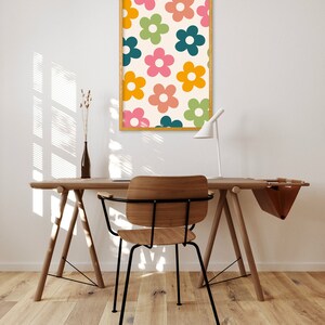 Daisy Wall Art, Retro Print, Floral Print, Retro Flower Poster, Indie ...