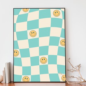 Smiley Face Wall Art, Retro Print, Groovy Decor, Funky Wall Art ...