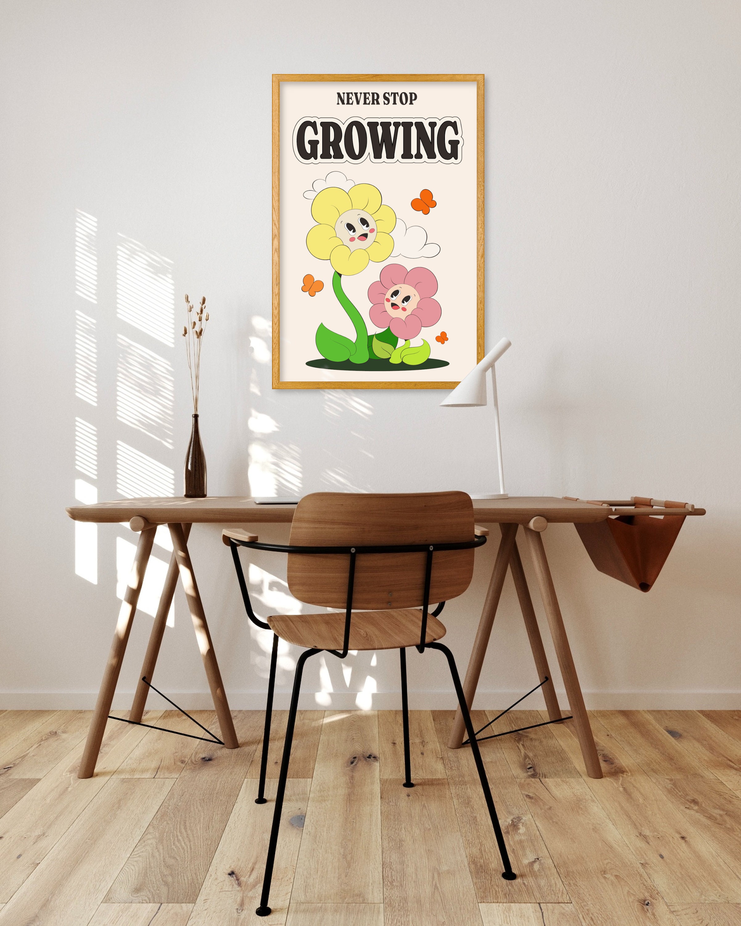 Retro Wall Art, Quote Wall Print, Affirmation Wall Art, Flower Wall Art ...