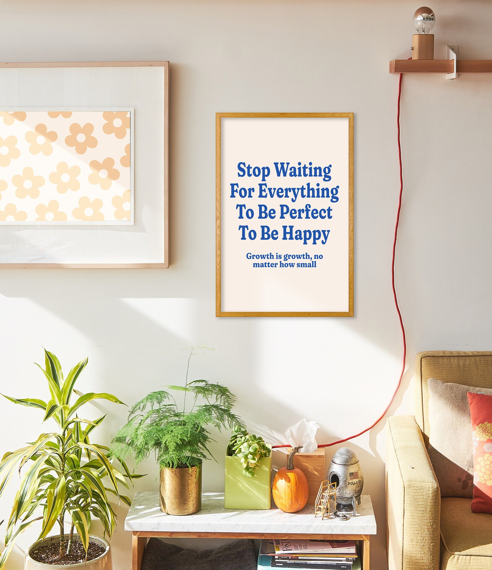 Retro Quote Wall Art, Blue Wall Decor, Aesthetic Poster, College ...