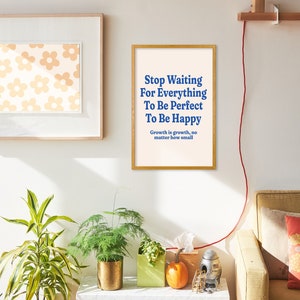 Retro Quote Wall Art, Blue Wall Decor, Aesthetic Poster, College ...