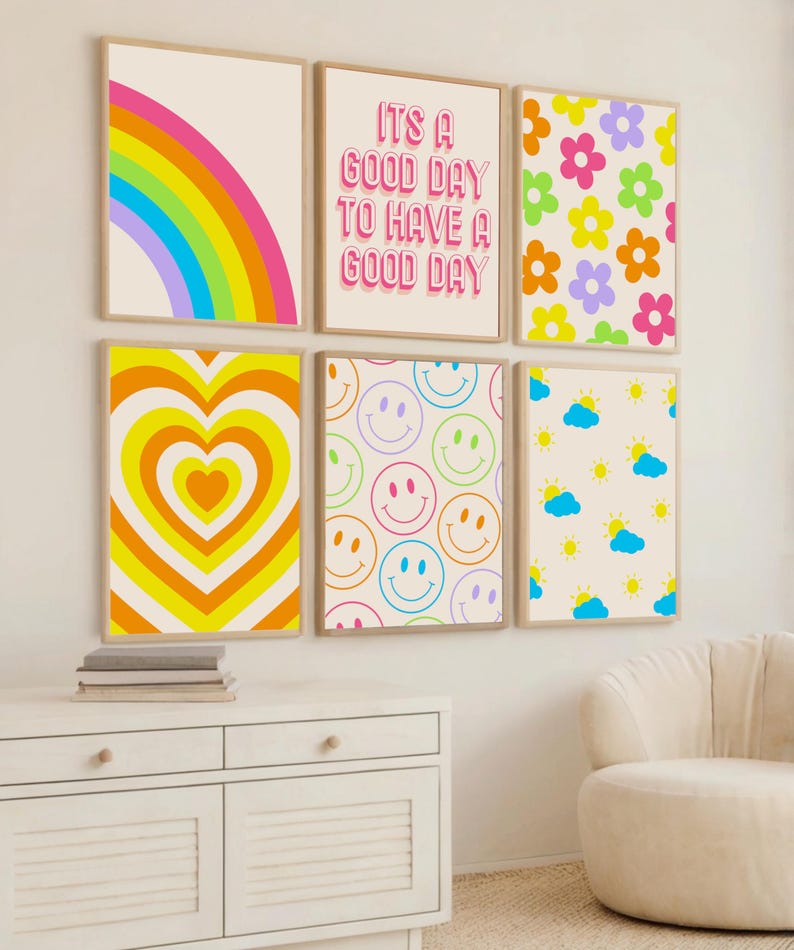 Classroom Decor, Retro Wall Art Set of 6, Classroom Posters, Colorful ...