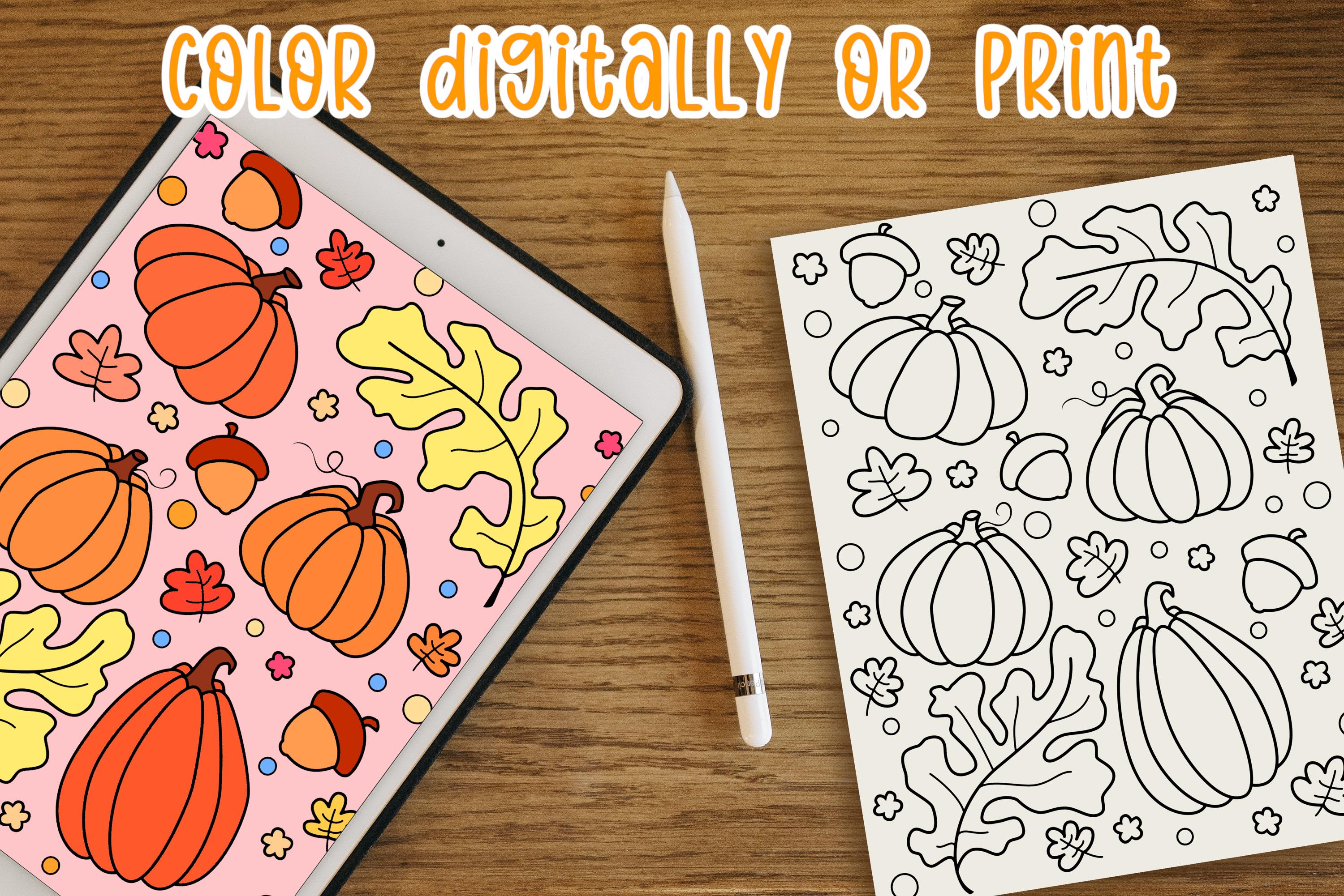 Fall Coloring Page, Cute Pumpkin Coloring Sheet, Cozy Autumn Coloring ...