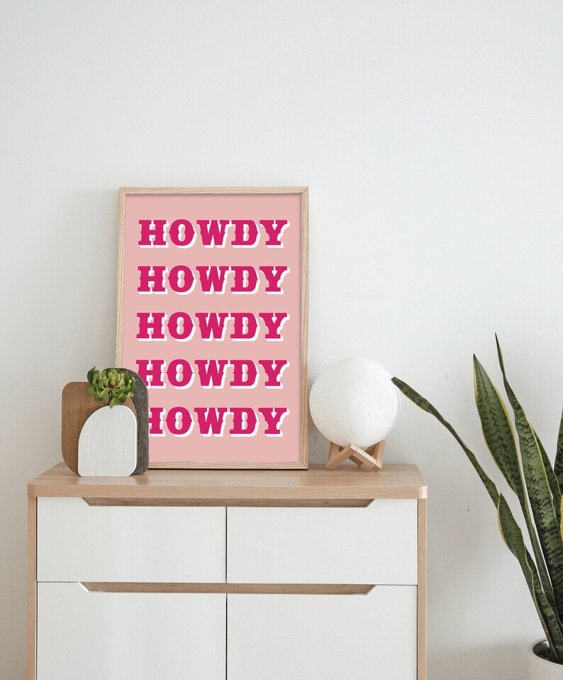 Pink Howdy Poster, Cowgirl Wall Art, Preppy Room Decor, Western Wall ...