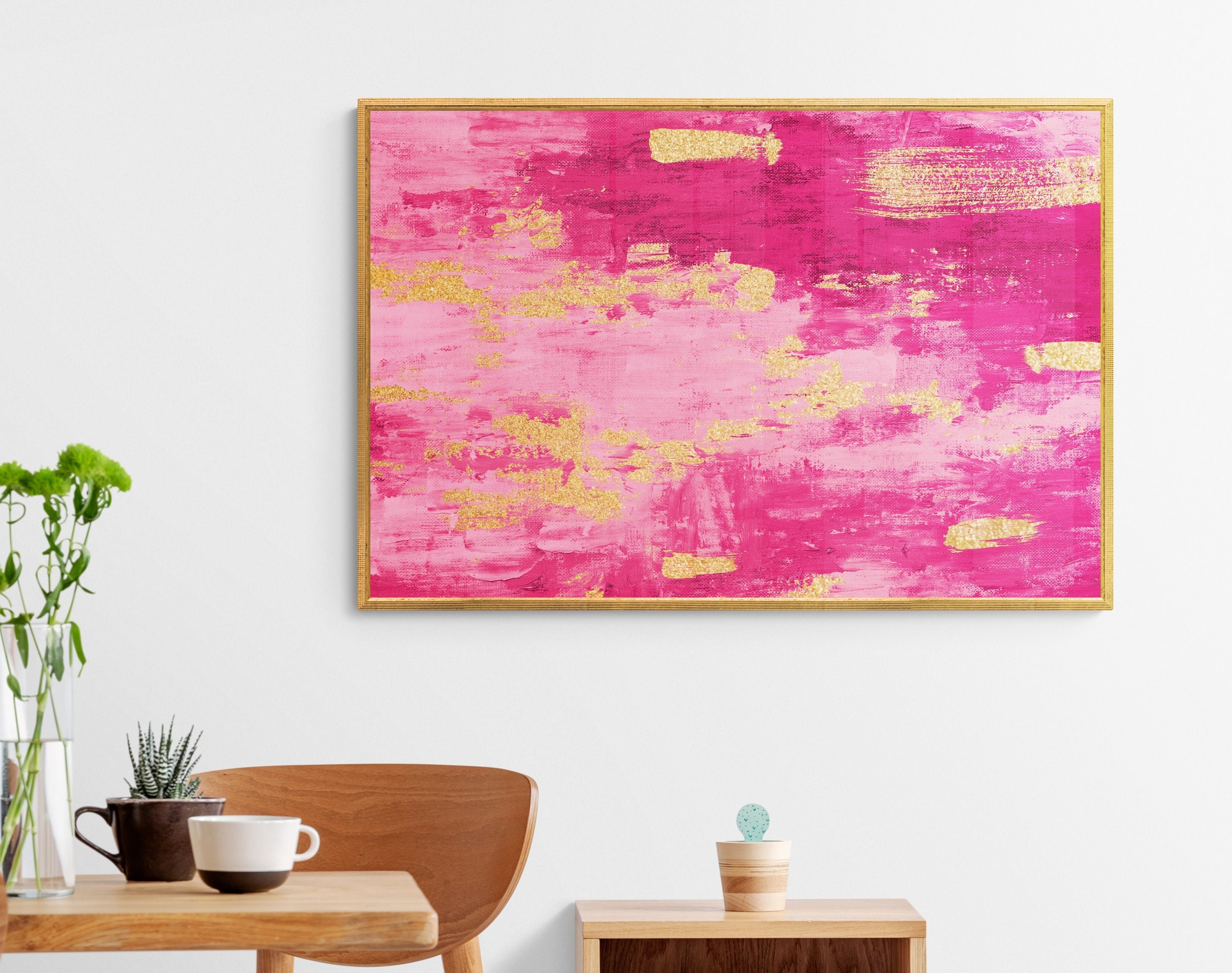 Hot Pink Abstract Painting Preppy Dorm Room Decor College - Etsy
