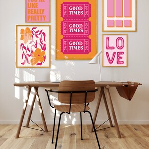 Preppy Wall Art Set of 7, Good Times Poster, College Apartment Decor ...