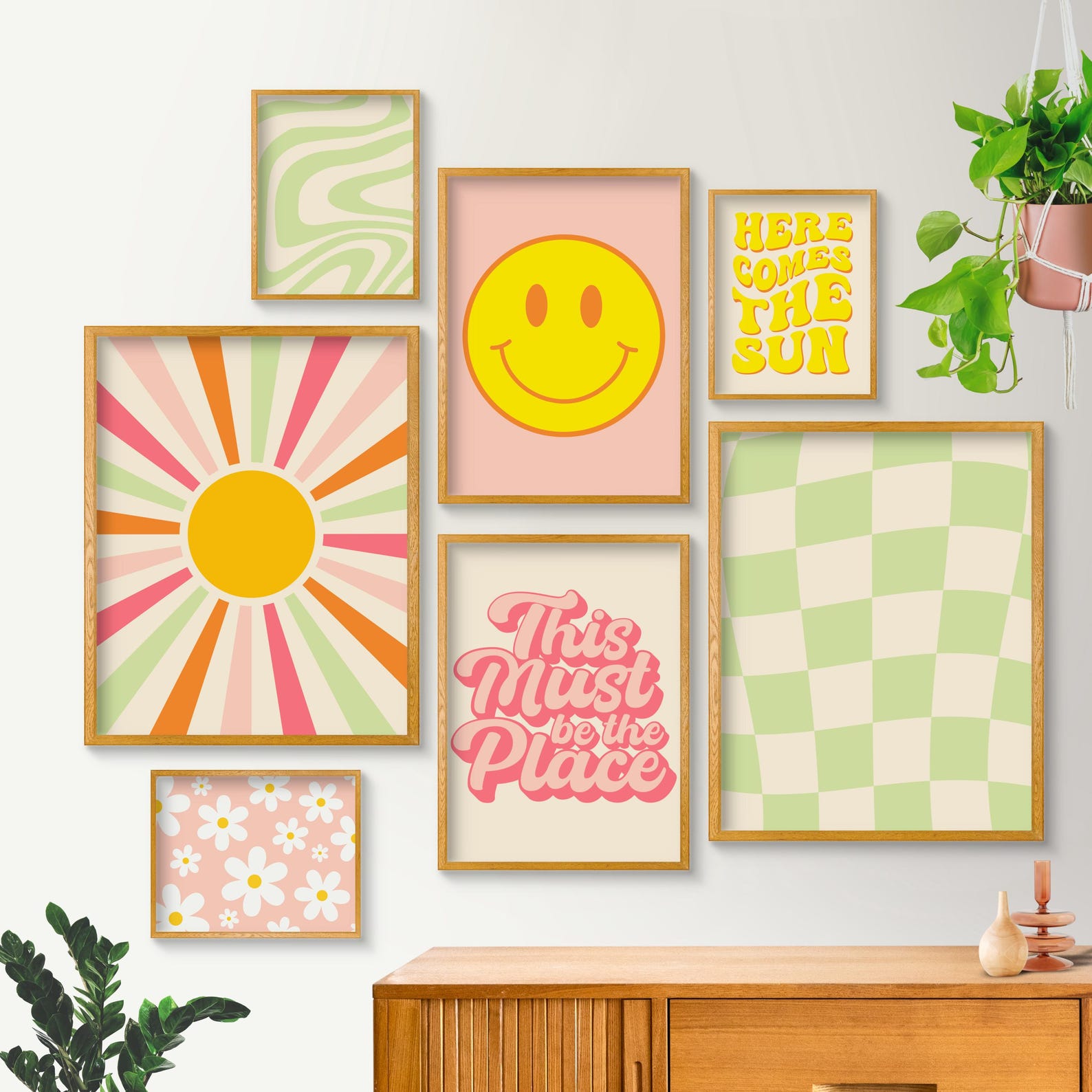 Retro Wall Art Set of 7, Danish Pastel Decor, This Must Be the Place ...