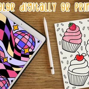 Preppy Coloring Book, Retro Coloring Pages, Groovy Digital Coloring ...