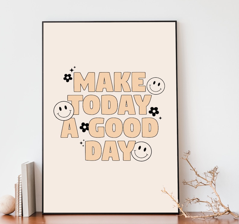 Cute Room Decor Aesthetic Poster Quote Wall Art Smiley Face - Etsy