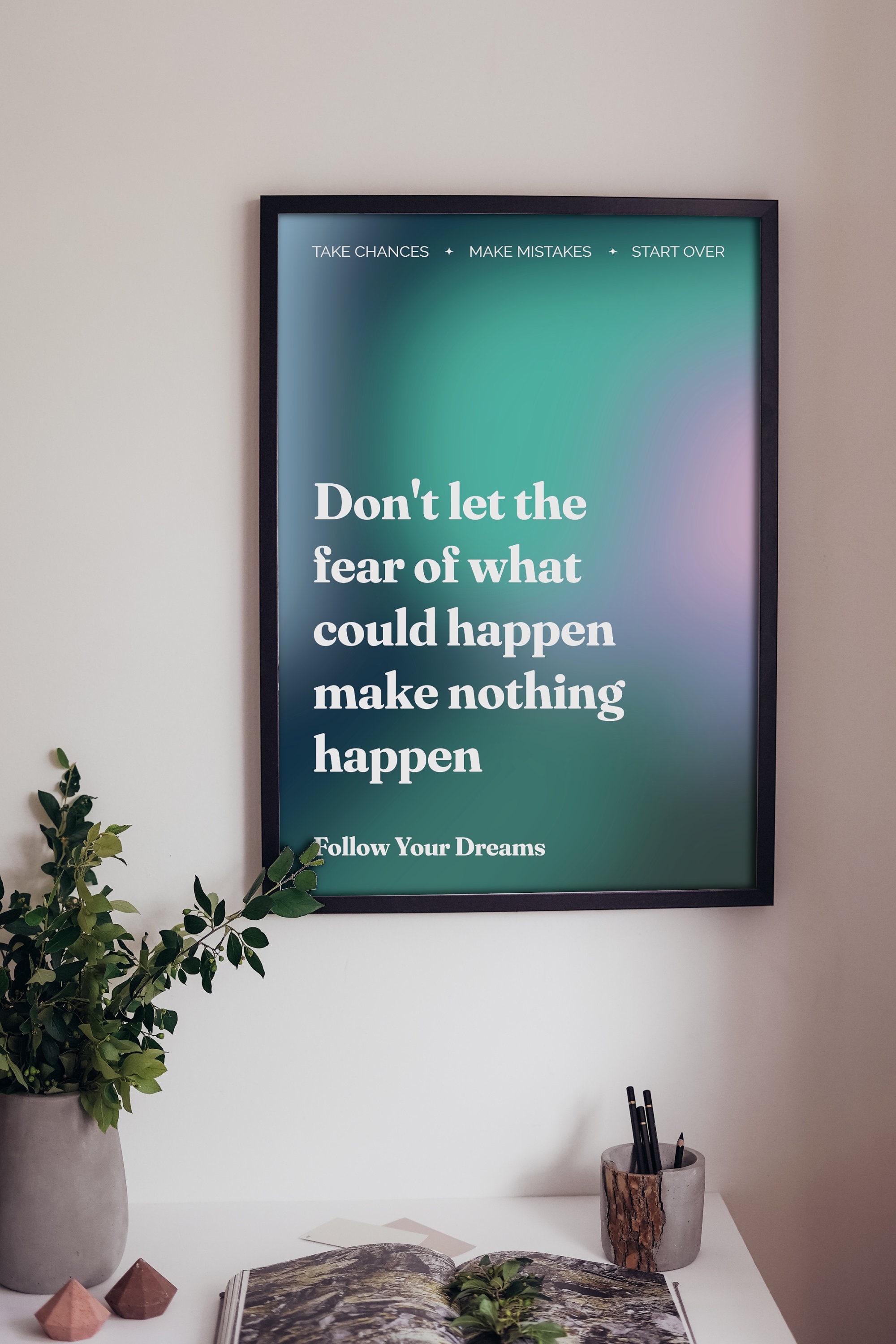Aesthetic Quote Poster, Retro Gradient Wall Art, Motivational Wall Art ...