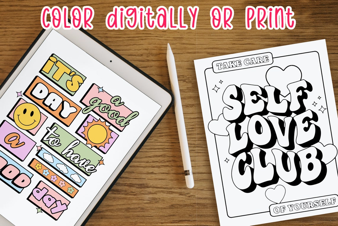 Retro Coloring Pages, Groovy Digital Coloring Book, Inspirational ...