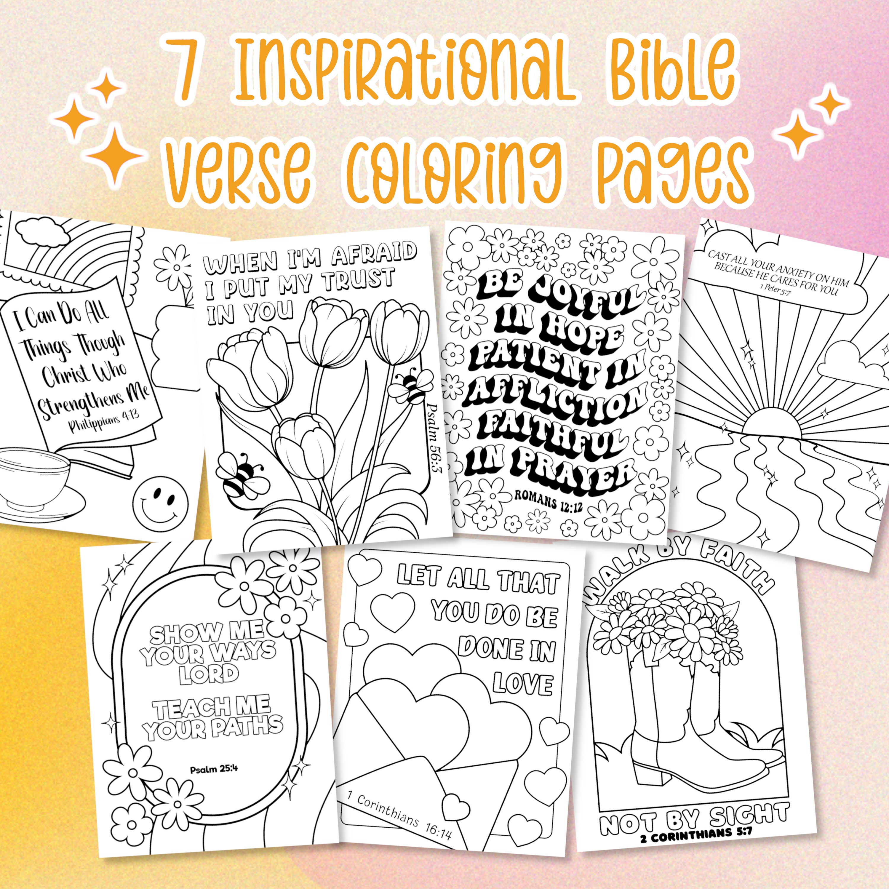 Bible Verse Coloring Pages, Faith Based Digital Coloring Book ...