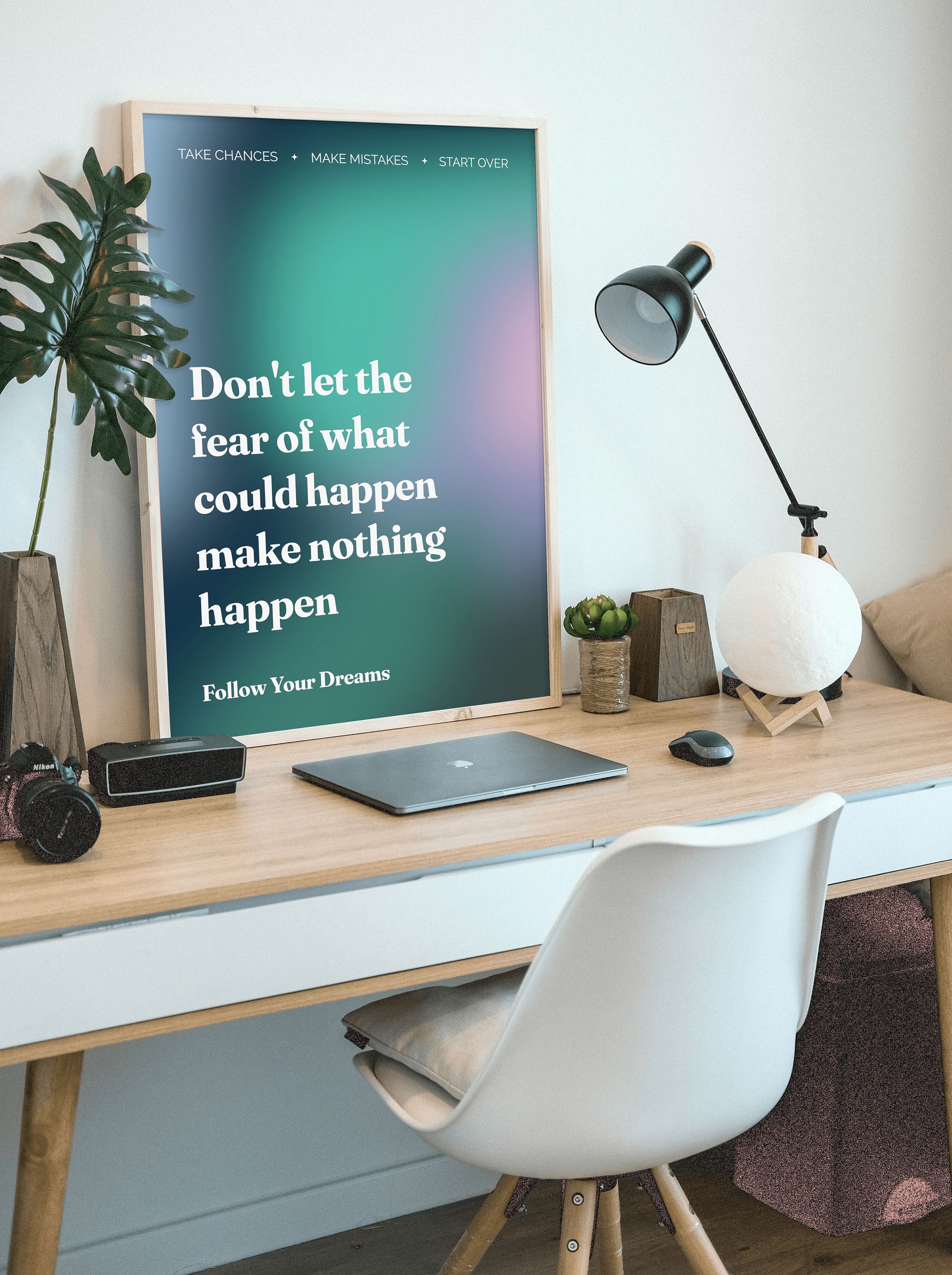 Aesthetic Quote Poster, Retro Gradient Wall Art, Motivational Wall Art ...