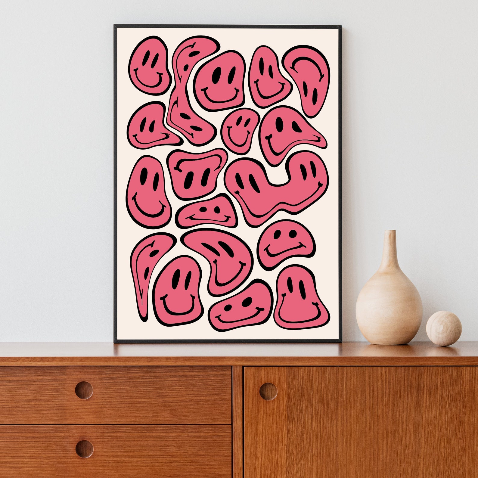 Smiley Face Wall Art, Indie Room Decor, Preppy Room Decor, Aesthetic ...
