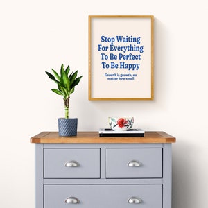 Retro Quote Wall Art, Blue Wall Decor, Aesthetic Poster, College ...