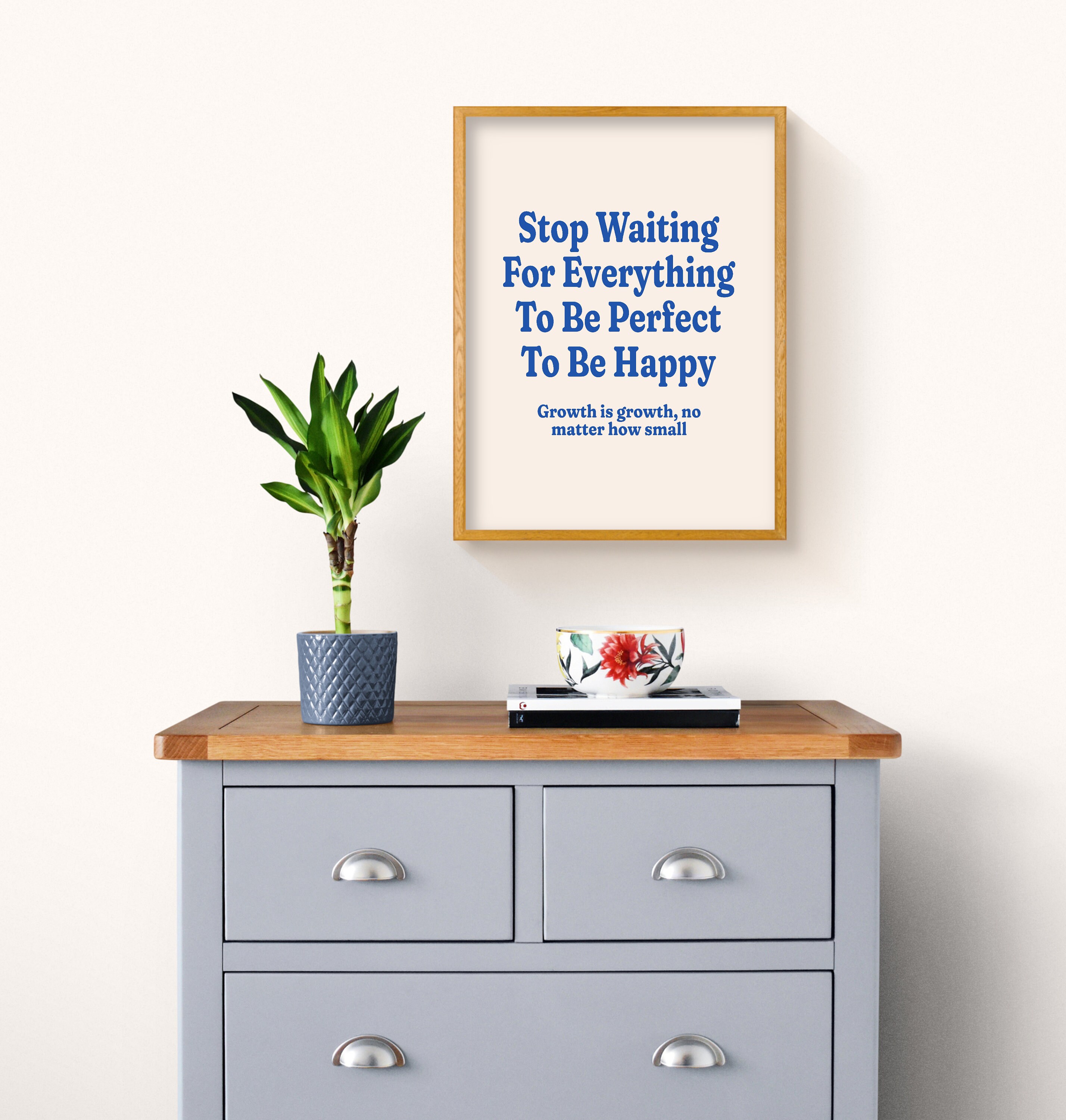 Retro Quote Wall Art, Blue Wall Decor, Aesthetic Poster, College ...