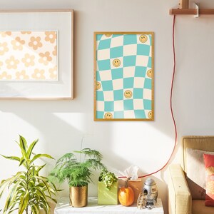 Smiley Face Wall Art, Retro Print, Groovy Decor, Funky Wall Art ...